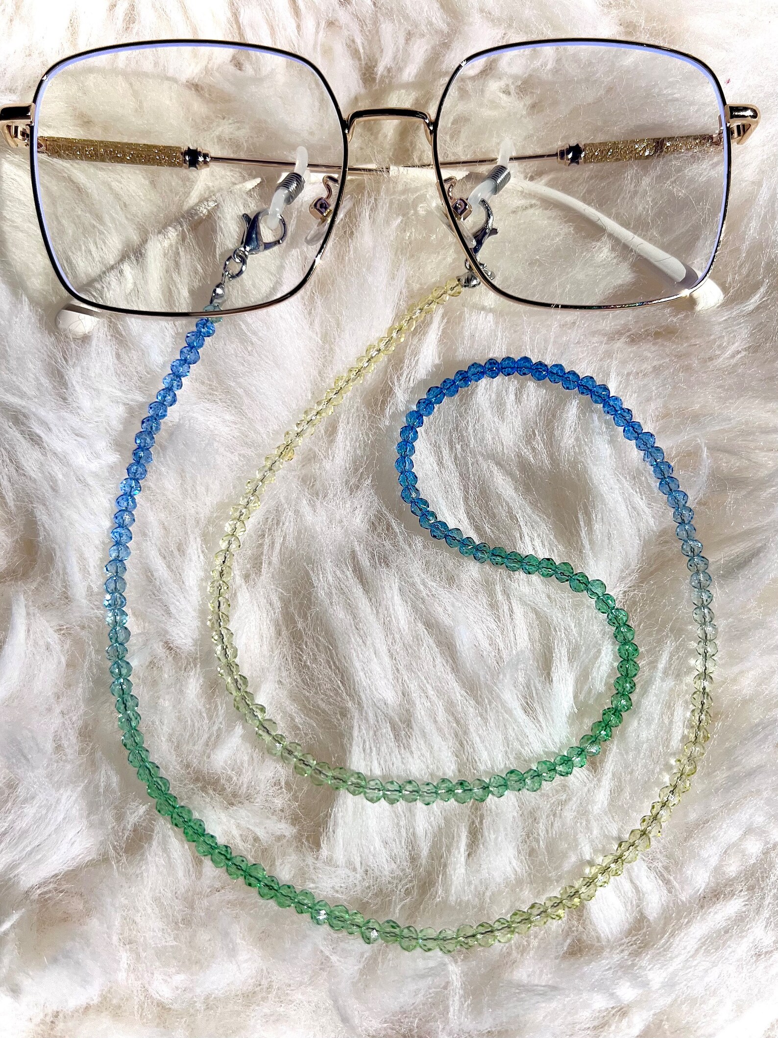 Rainbow Crystal Sunglasses Chain: Beaded Eyeglass Chain, Summer Jewelry ...