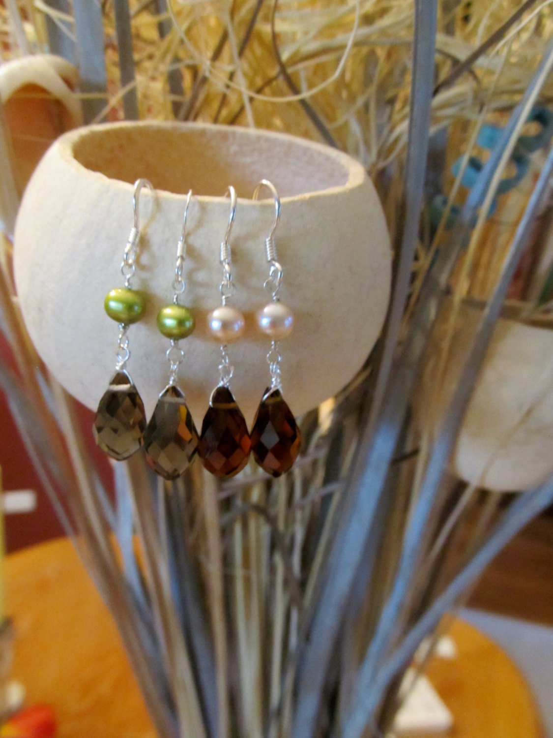 Smoky Quartz Earrings or Whisky Quartz Earrings Wife Jewelry - Etsy