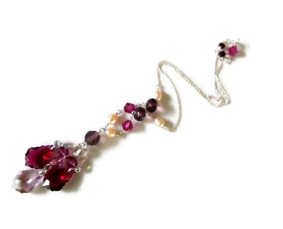 Siam Ruby Crystal Necklace, Wife Jewelry Idea, July Birthstone Jewelry ...