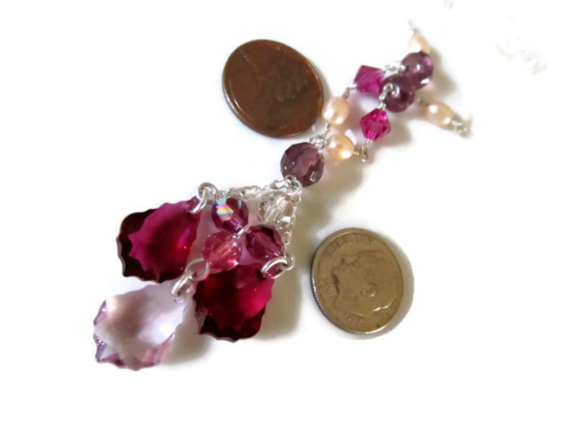 Siam Ruby Crystal Necklace, Wife Jewelry Idea, July Birthstone Jewelry ...