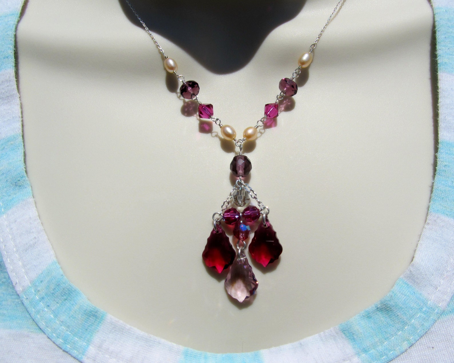 Siam Ruby Crystal Necklace, Wife Jewelry Idea, July Birthstone Jewelry ...