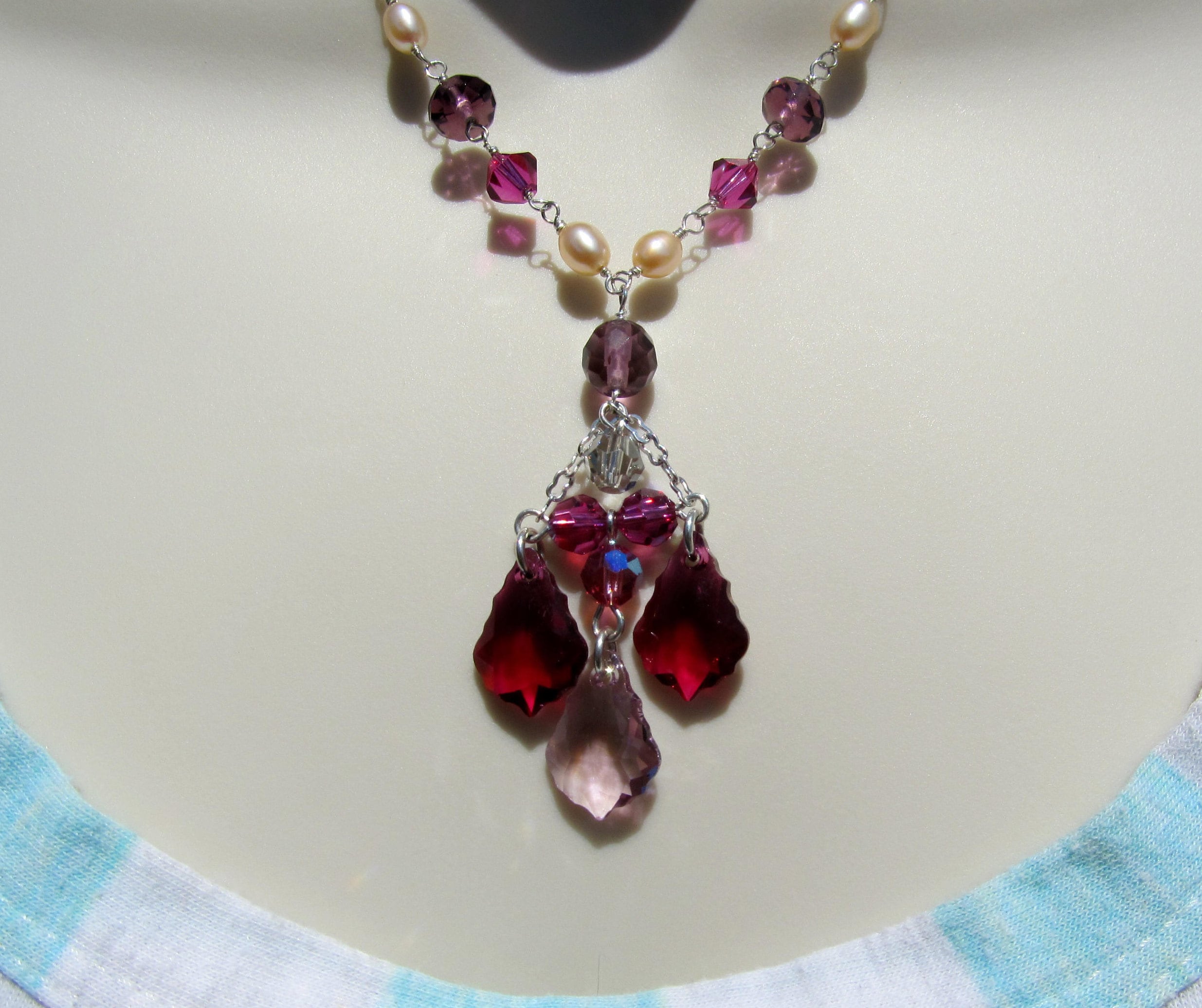 Siam Ruby Crystal Necklace, Wife Jewelry Idea, July Birthstone Jewelry ...