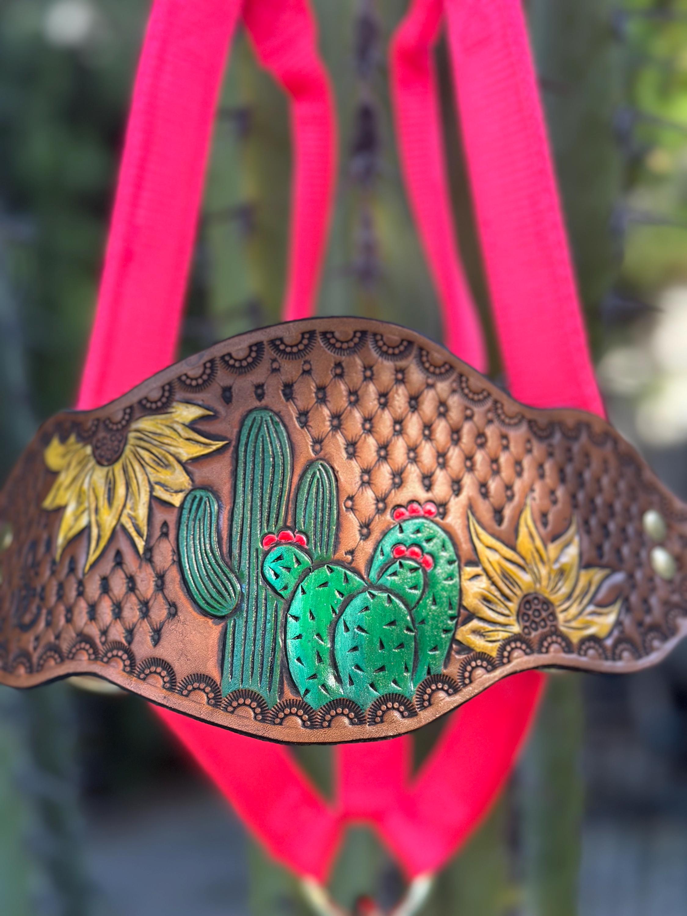 Hot Pink Sunflower and Cactus Tooled Leather Halter and Lead Rope - Etsy