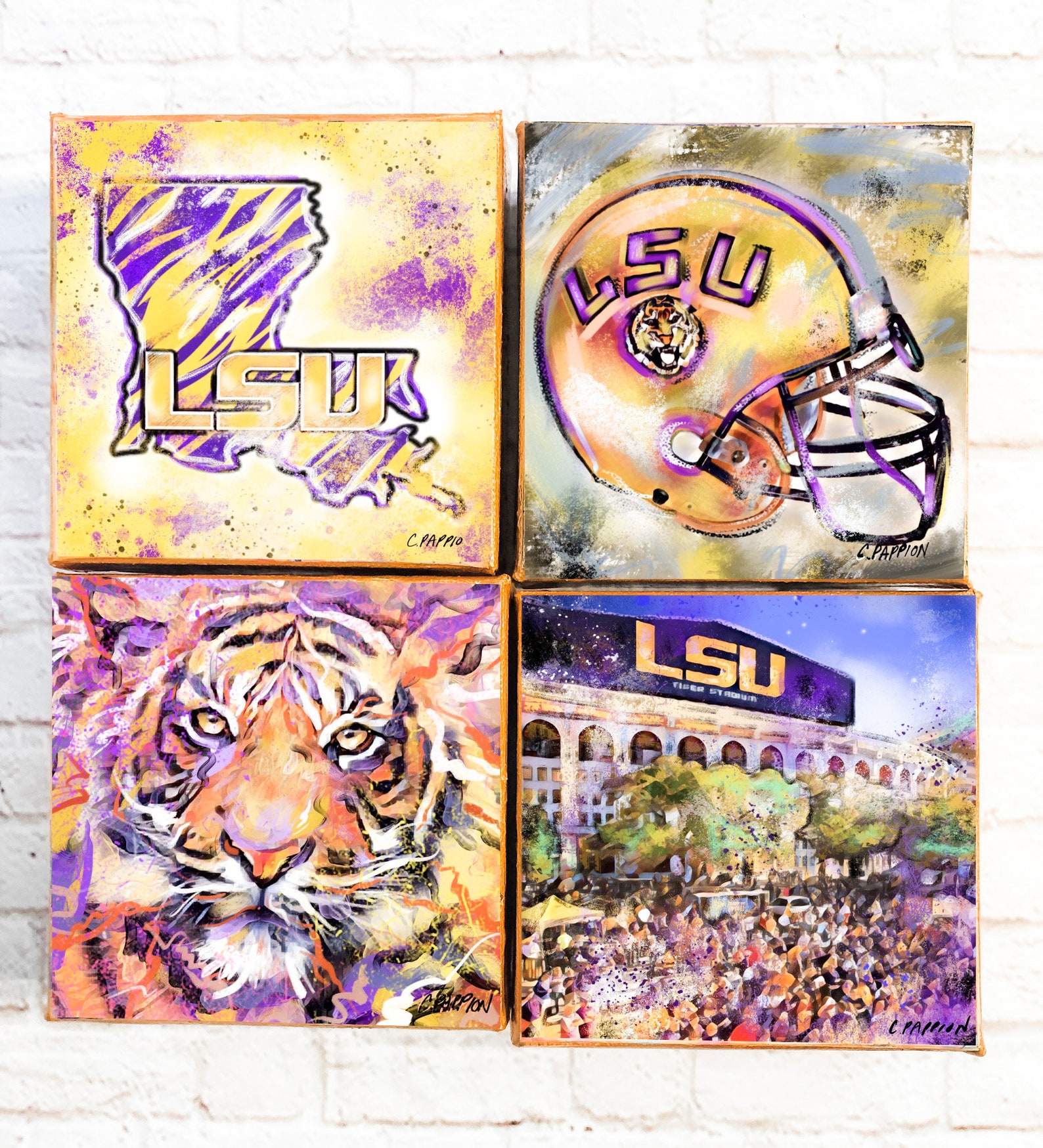 LSU LSU ART Set of Four Paintings of Louisiana State - Etsy