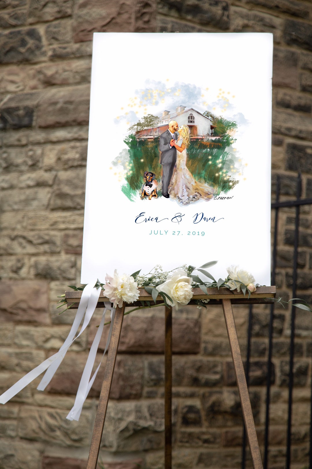 Custom Wedding Poster, Wedding Favor, Unique Illustration, Personalized ...