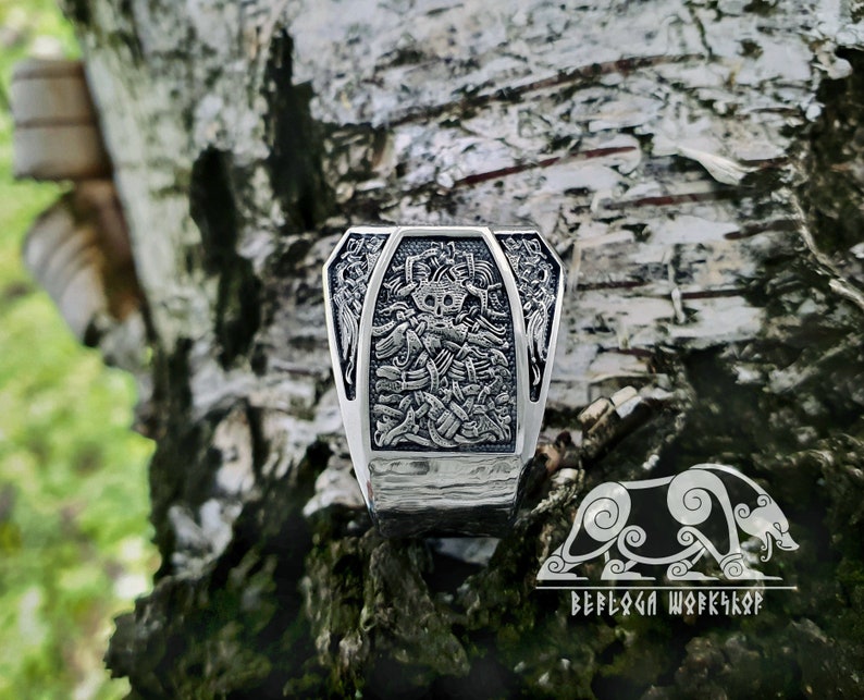 Vendel Ravens Ring Loki Mask Ring Viking Ring Mammen Style - Etsy