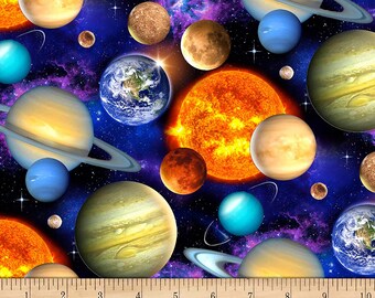 Exploring Space Fabric Panel Blue - Etsy