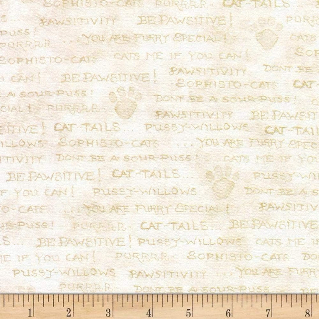 Robert Kaufman Be Pawsitive Text Natural Premium Quality 100% Cotton ...