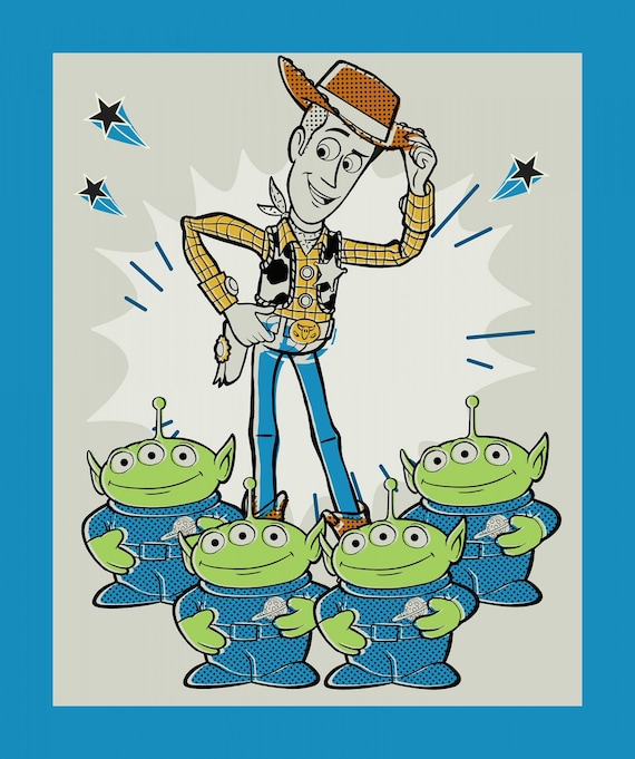 Disney Pixar Toy Story Woody Alien Crowd 35 Panel 100% | Etsy
