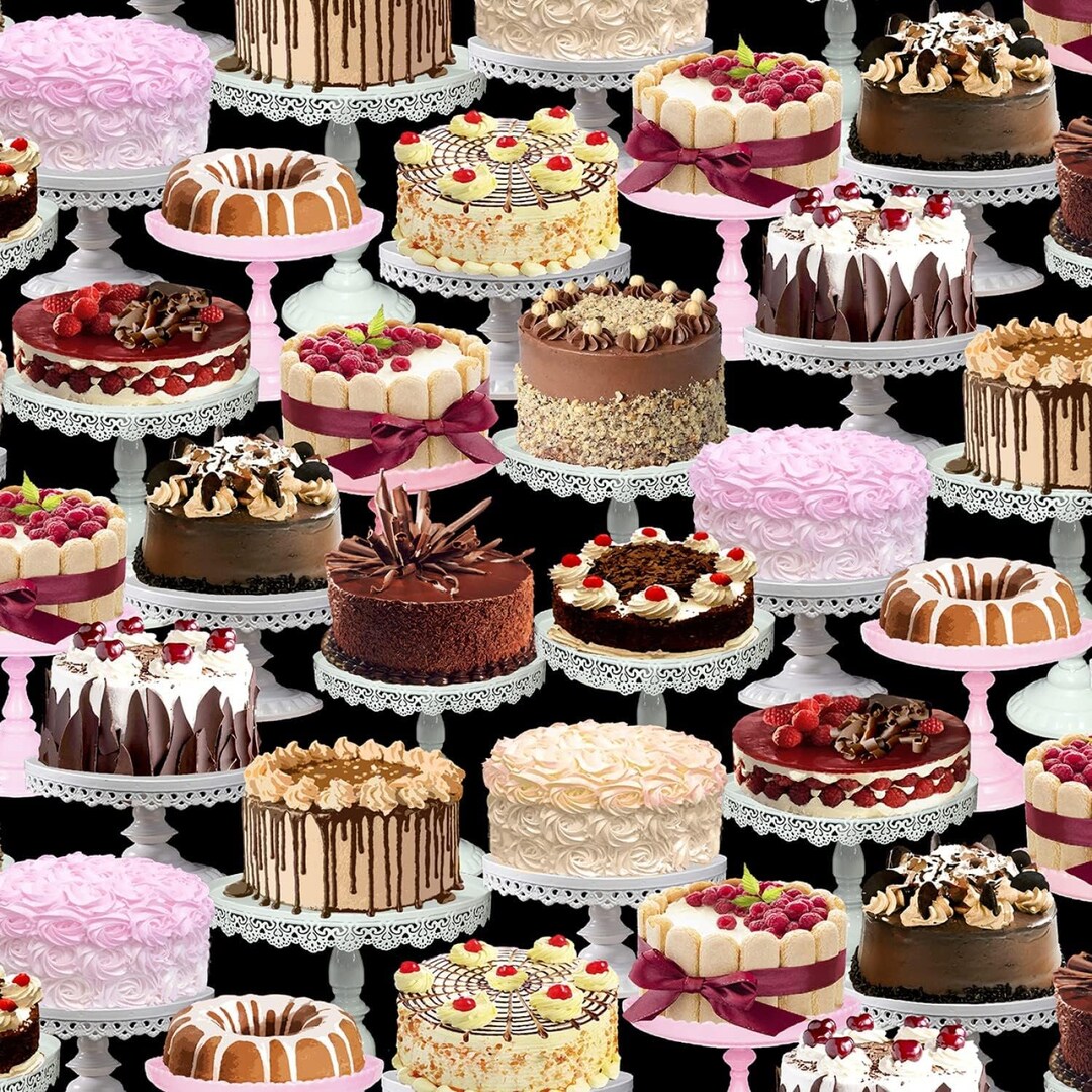 Timeless Treasures Let Them Eat Cakes Black/multicolor Premium Quality ...