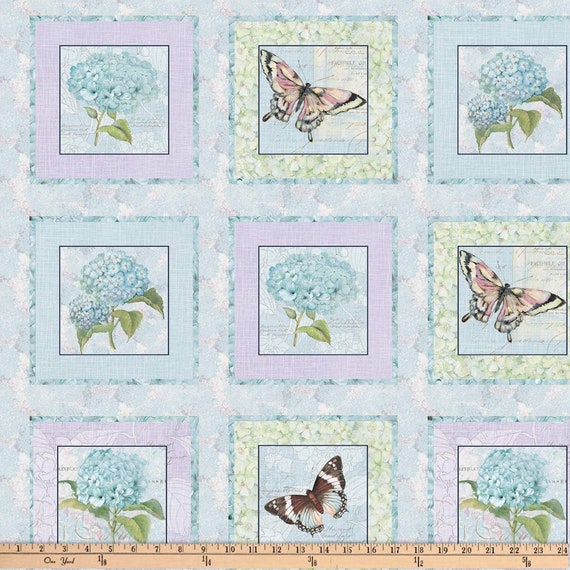 Susan Winget hydrangea Panel 24 Springs Creative 100% | Etsy