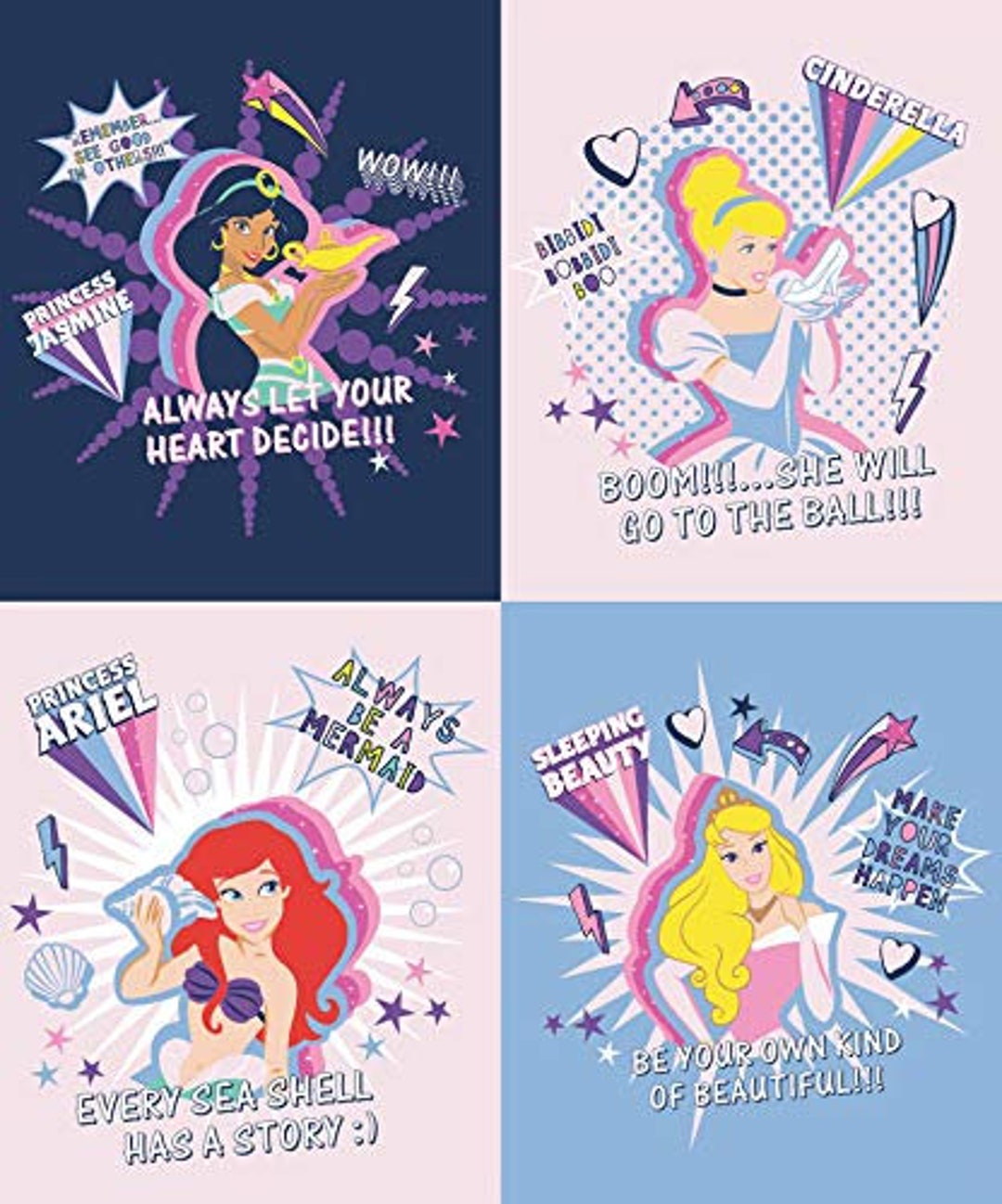 Disney Princess Power Collection 35" Panel Premium Quality 100% Cotton ...