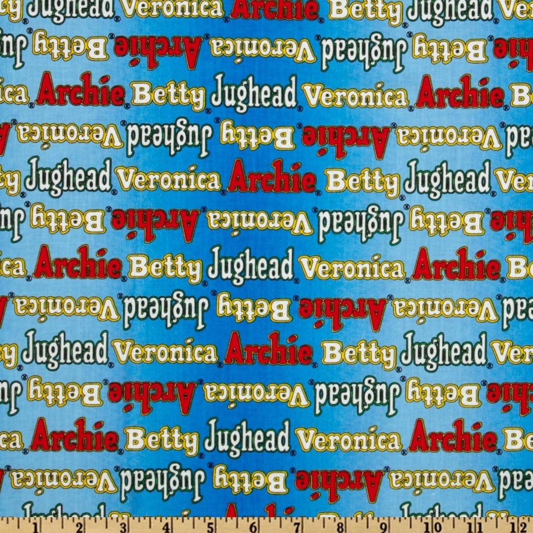 Camelot Fabrics Archie Comics Logo Names Blue Fabric Premium Quality ...