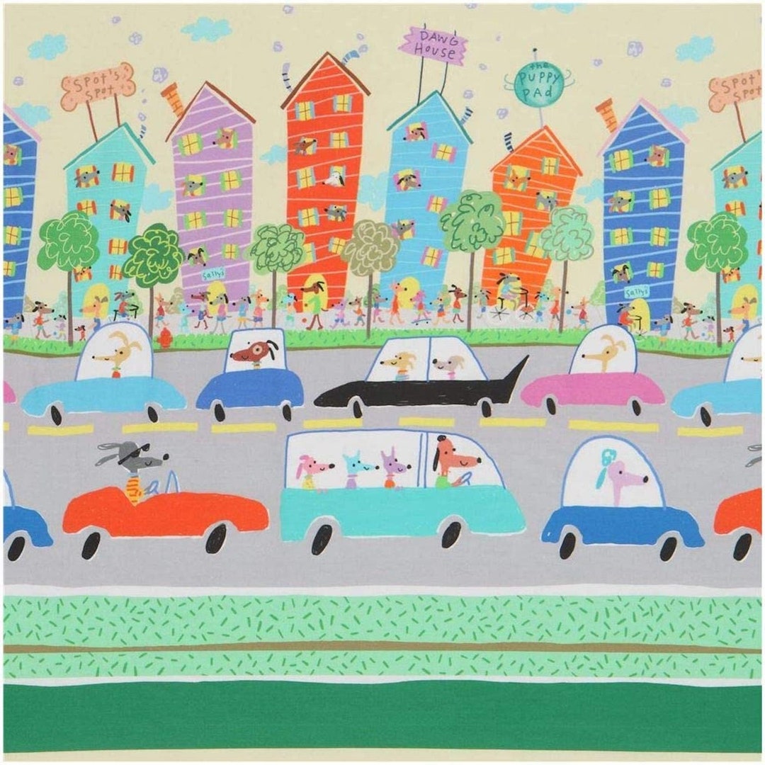 Quilting Treasures Amanda Haley Dogtown Panel 18" Premium Quality 100% ...