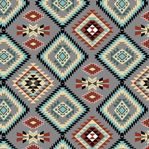 David Textiles Native American Themed Raindance Argye Gray | Etsy