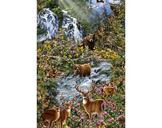 Timeless Treasures Blooming Forest Fabric Panel, Cotton, 23 X 44 ...