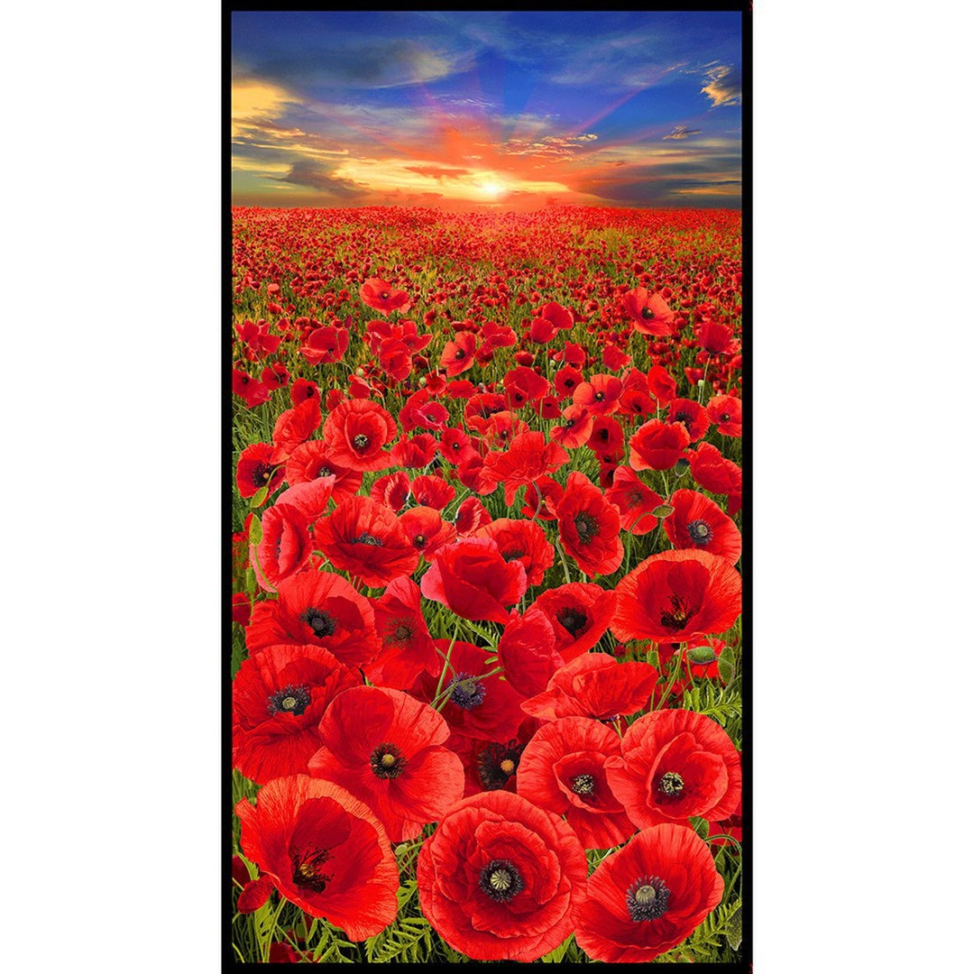 Timeless Treasures Multi Poppy Field 24x43 Panel Premium Quality 100% ...