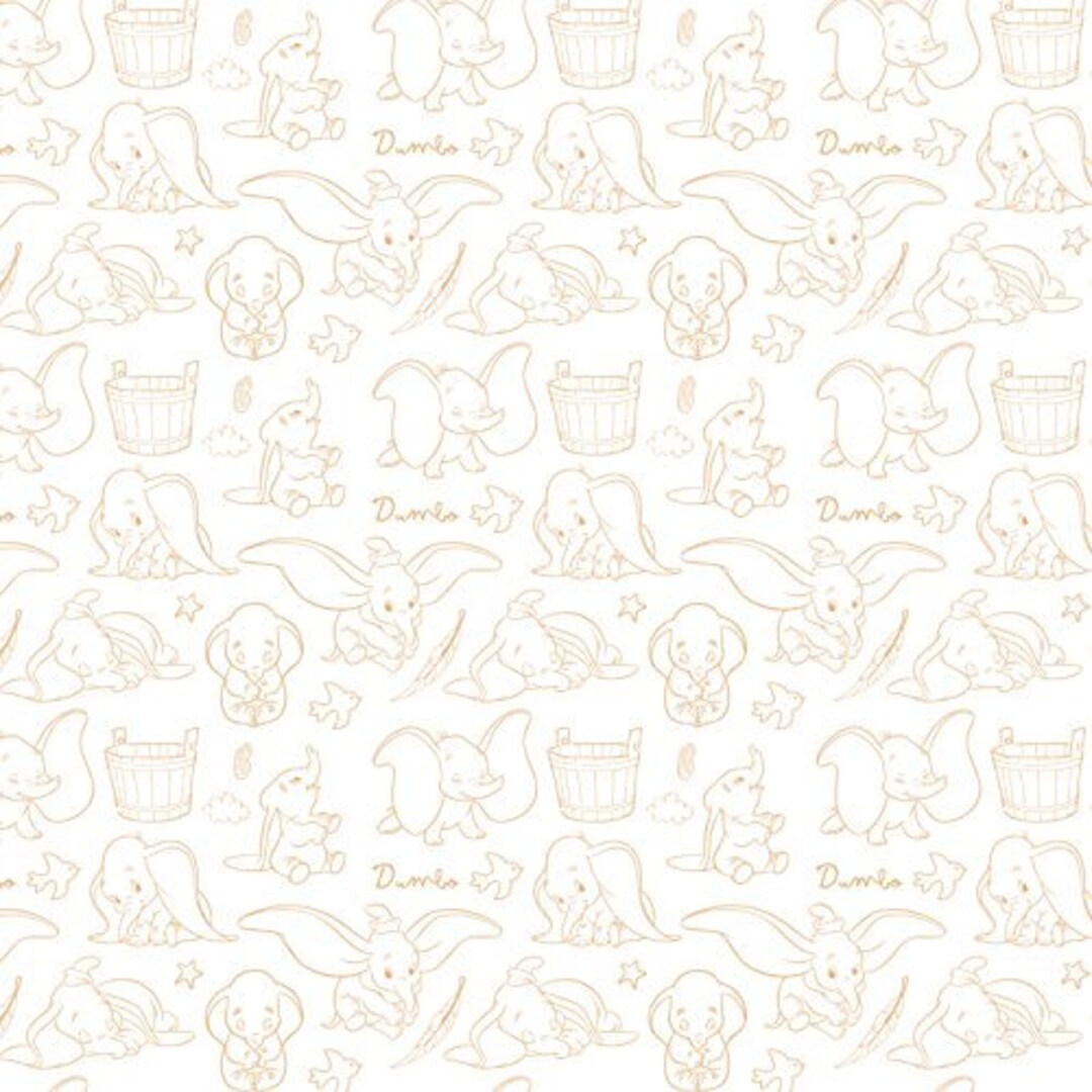 Disney Classic Dumbo Outline in Dark Yellow Camelot 100% - Etsy