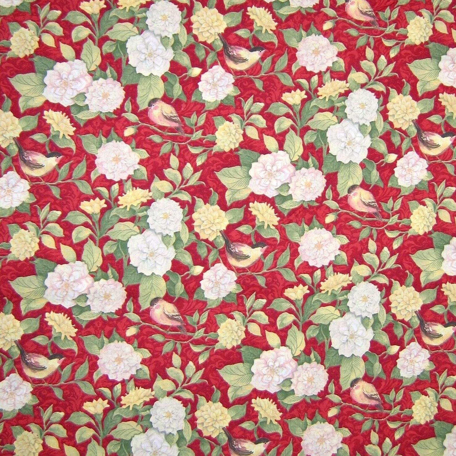 Springs Creative Susan Winget Meadow Birds Red 100% Cotton - Etsy