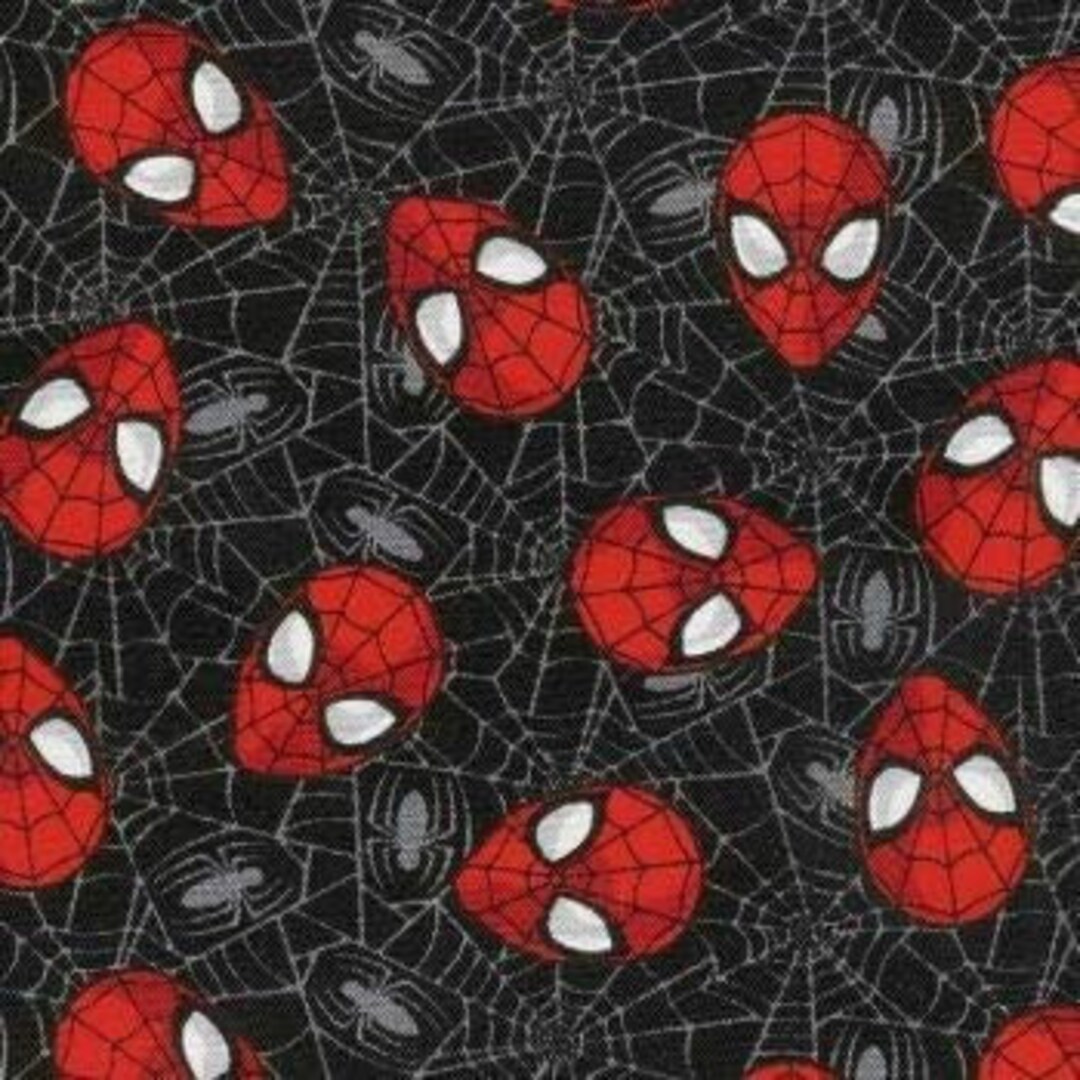 Camelot Fabrics Spider-man Web Head Toss Dark Grey Premium Quality 100% ...