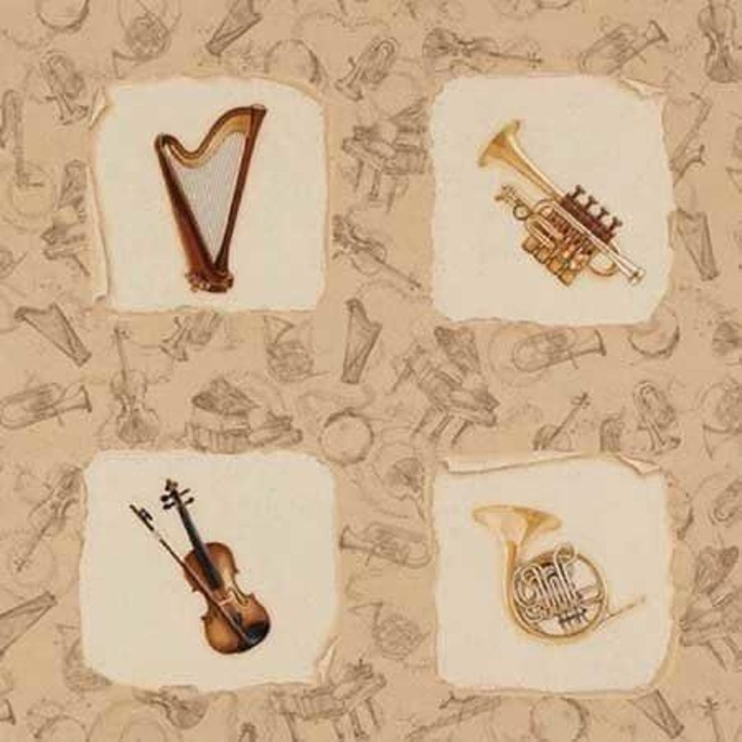 Timeless Treasures Novelty Musical Instruments Panel - 24, Premium ...