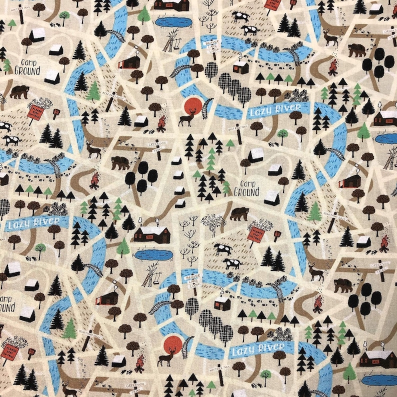 Timeless Treasures Lazy River Map Premium Quality 100% Cotton Fabric ...