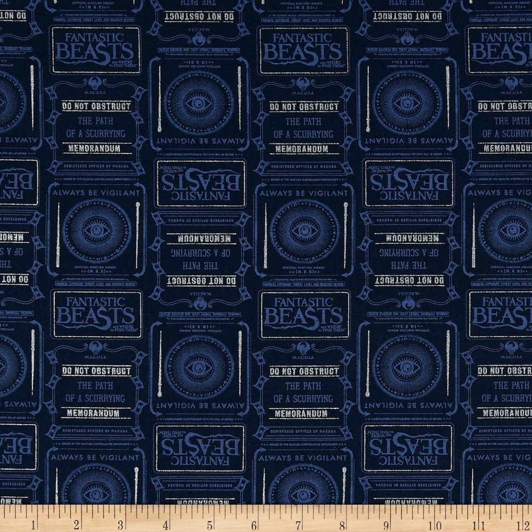 Camelot Fabrics Wizarding World Fantastic Beasts Newsprint & Symbols in ...