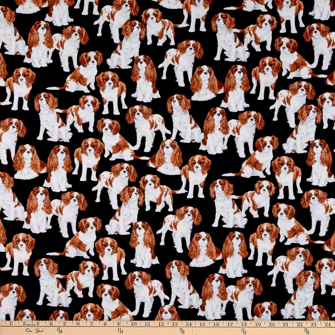 Timeless Treasures Dog Show Cavalier King Charles Spaniels Black ...