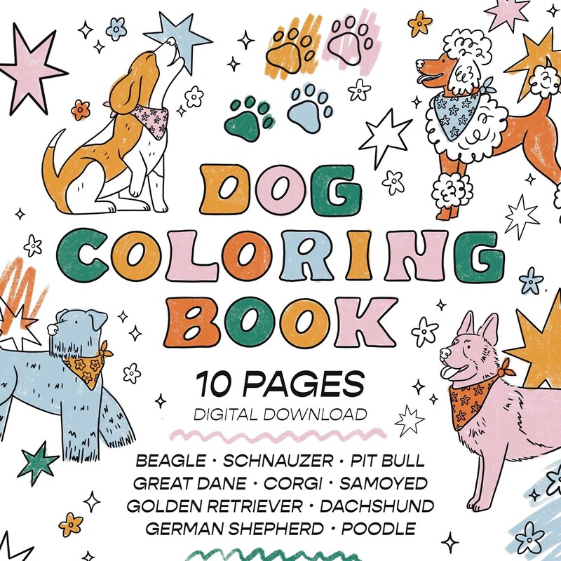 Coloring Cute Dogs - Etsy