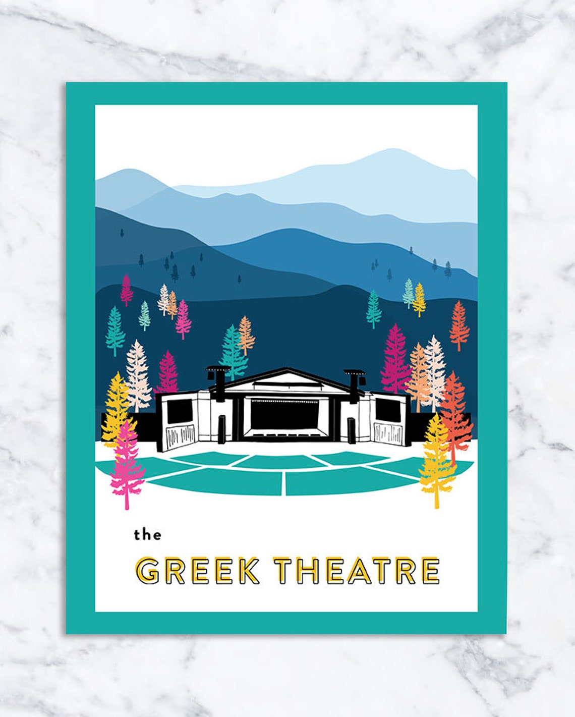 Greek Theatre Print, Concert Poster, Los Angeles, Music Venue, Venues ...
