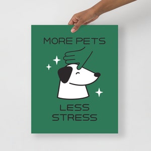 More Pets Less Stress Green Art Print - Etsy