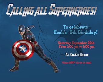 Capitan America Invitation - Etsy