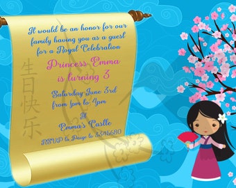 Mulan Invitation Princess Mulan Invitation Mulan Birthday Mulan Invite ...