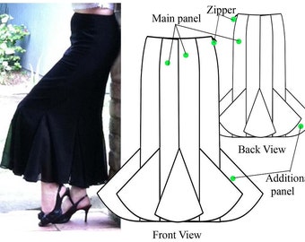 Gored Skirt PDF Sewing Pattern Godet Maxi Skirt | Etsy