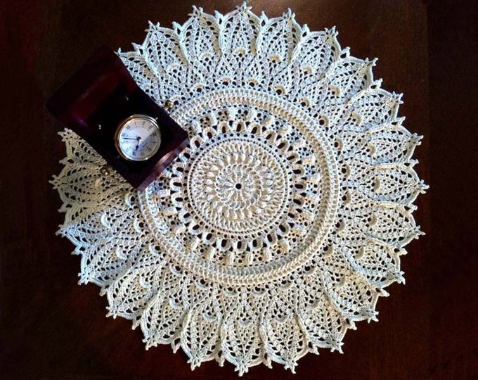 Crochet Doily Cream 14.5 Diameter Round Lace Doily Crochet Table Topper ...