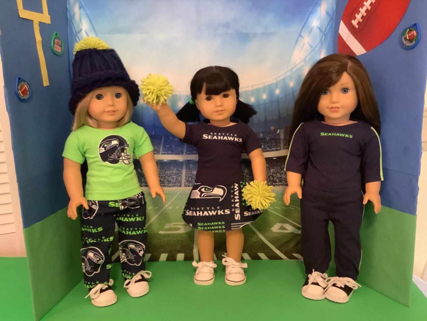 Seattle SEAHAWKS! Outfits! 18 Inch Doll Clothes, Handmade, Fits All 18 ...