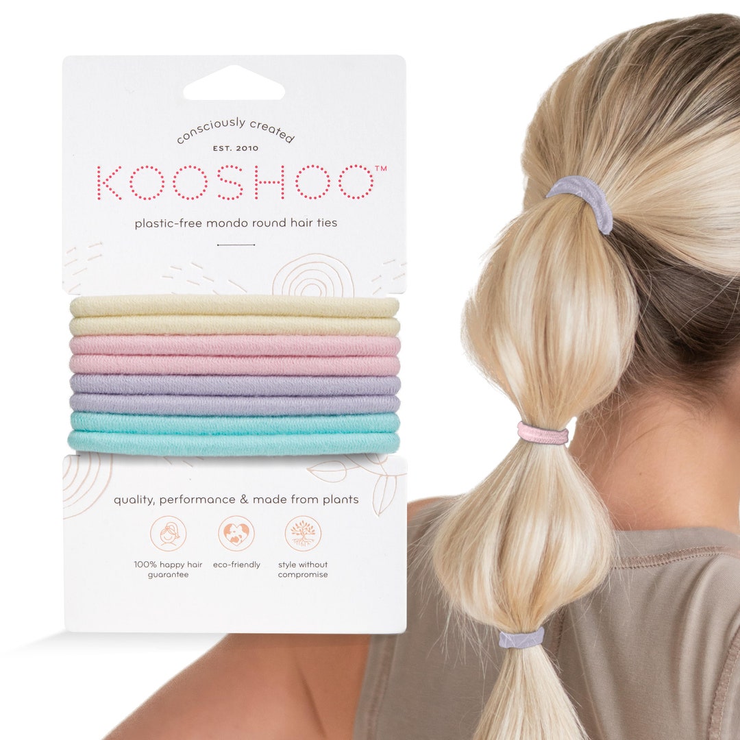 KOOSHOO Plastic-free Mondo Hair Ties - Organic Cotton Round Hair ...