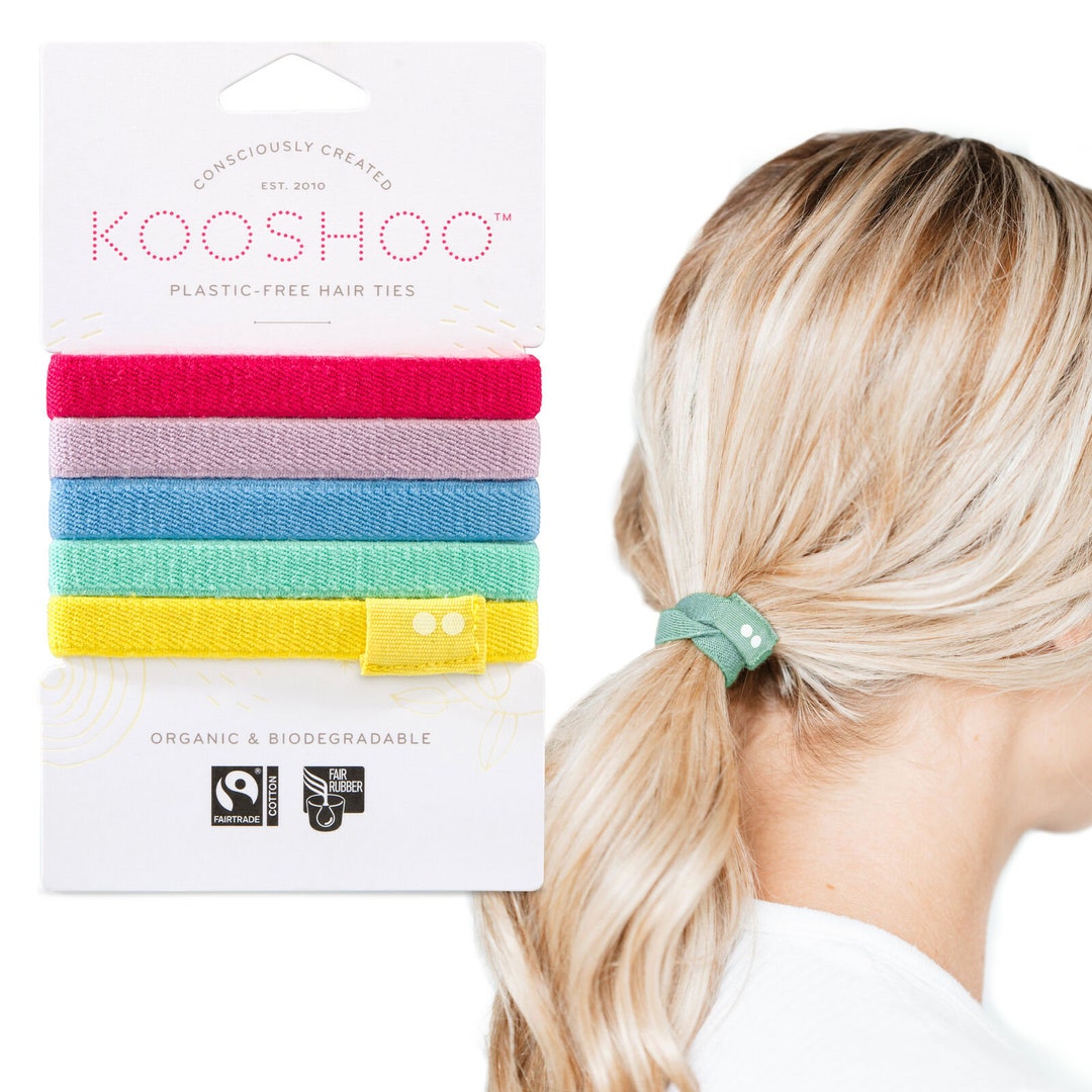 KOOSHOO Colorful Plastic-free Hair Ties Organic Cotton Hair Elastics ...