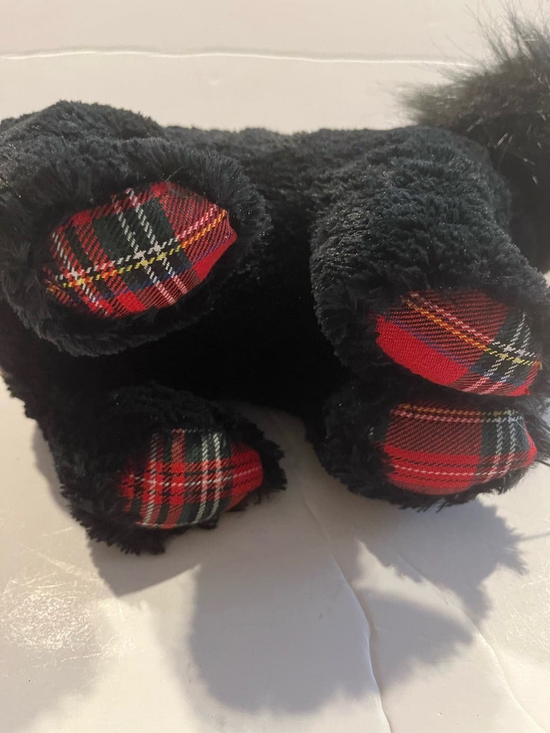Vintage Pier One Black Scottie Dog Plaid Feet Soft Plush Stuffed Animal ...