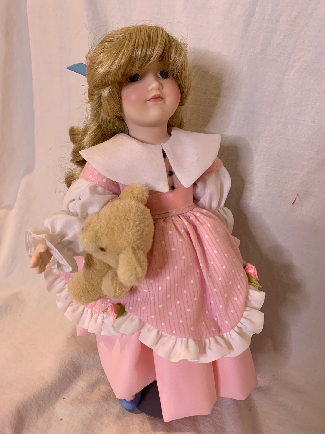 Franklin Heirloom Goldilocks Doll With Miniature Plush Teddy Bear - Etsy