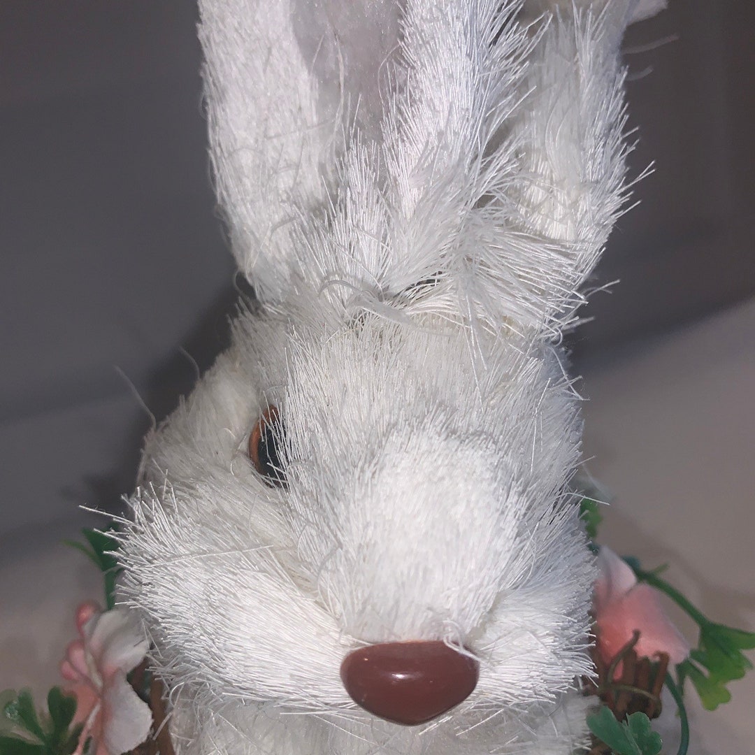 Hirigin Straw Easter Bunny Rabbit With Flower Wreath - Etsy