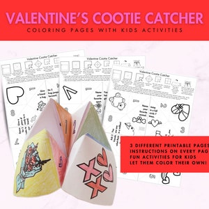 Valentine's Cootie Catcher Coloring Pages - Etsy