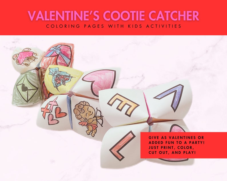 Valentine's Cootie Catcher Coloring Pages - Etsy
