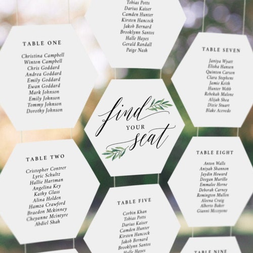 Hexagon Seating Chart Template Wedding Seating Chart - Etsy