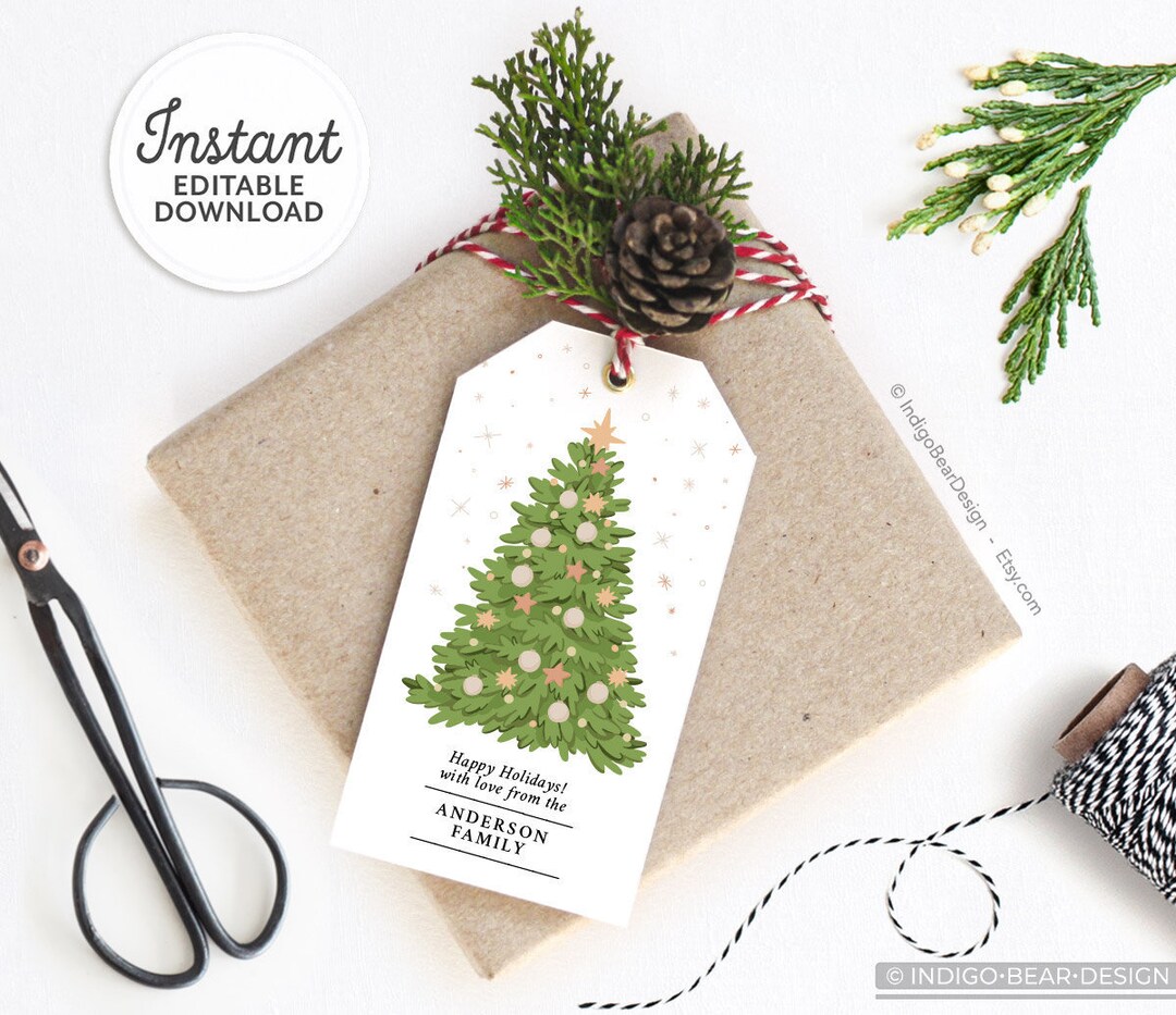 Happy Holidays Gift Tag Editable, Merry Christmas Gift Tag Template ...