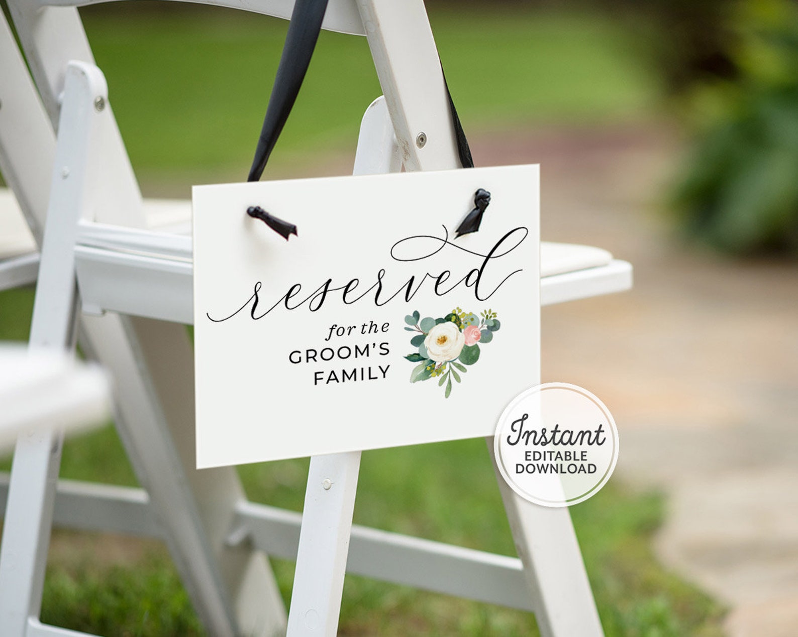 Editable RESERVED Seating Sign for Wedding Printable Reserved - Etsy