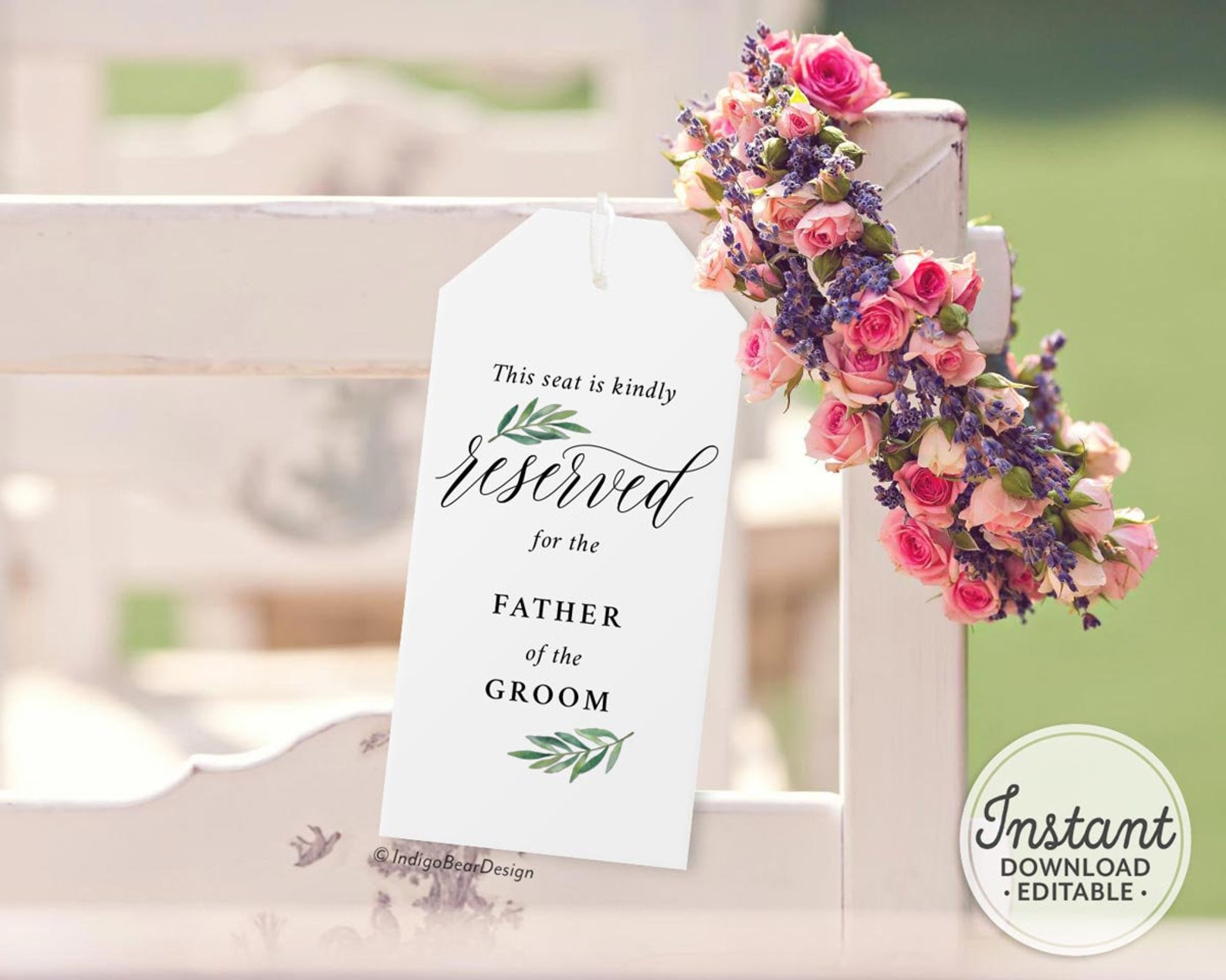 Printable Reserved Seat Tags for Wedding Ceremony Editable - Etsy UK