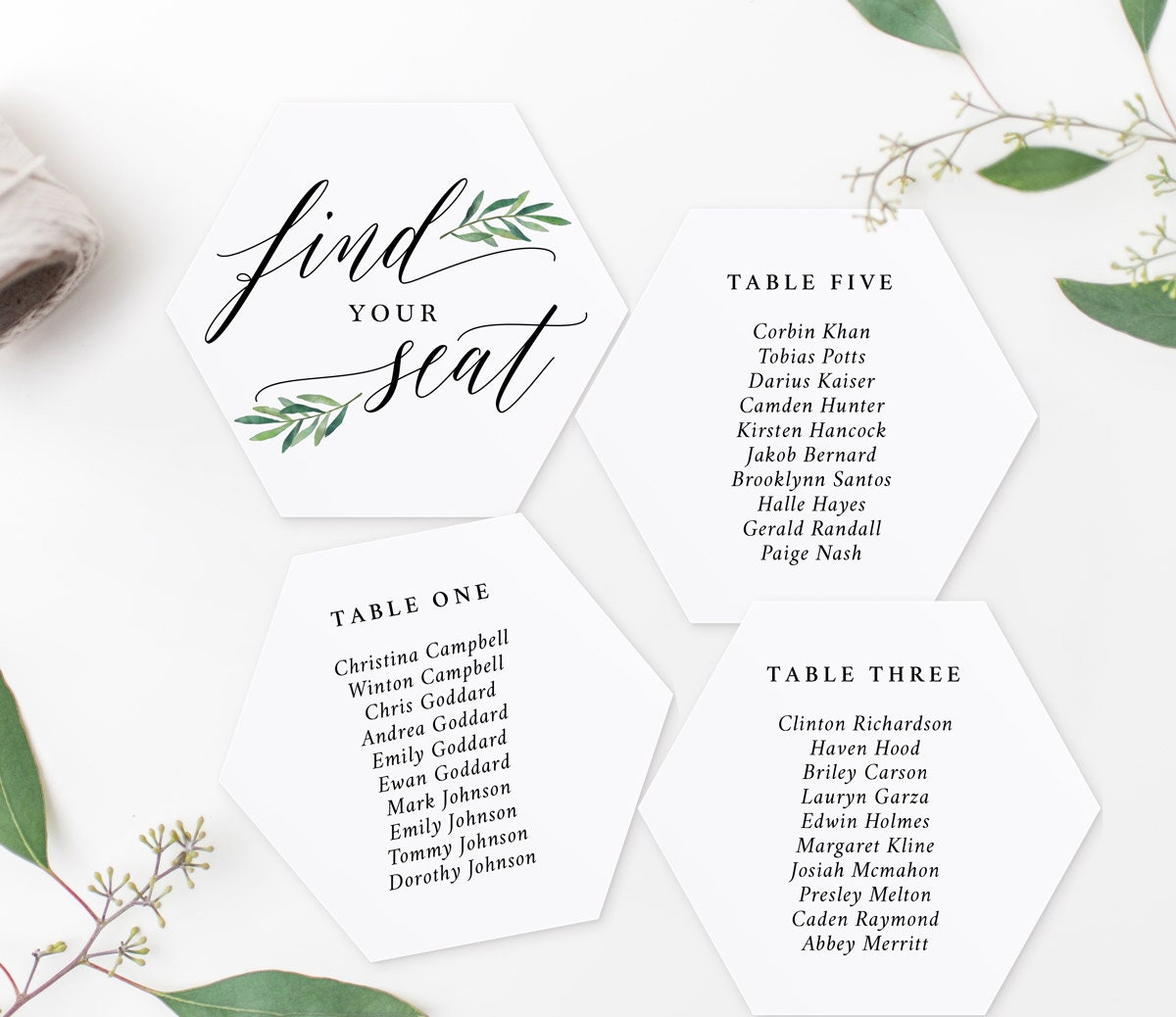 Hexagon Wedding Seating Chart Template DIY Seating Cards | Etsy