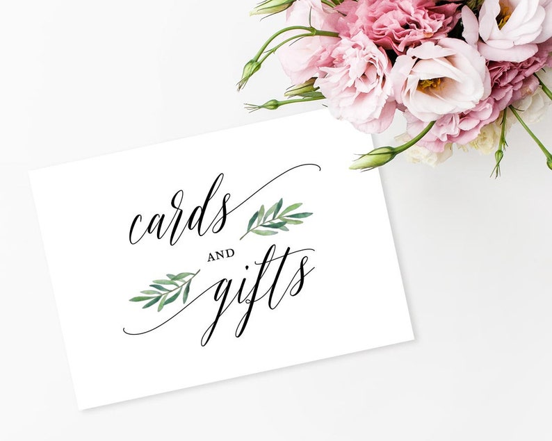 Greenery Cards and Gifts Sign Printable Wedding Sign Gift - Etsy