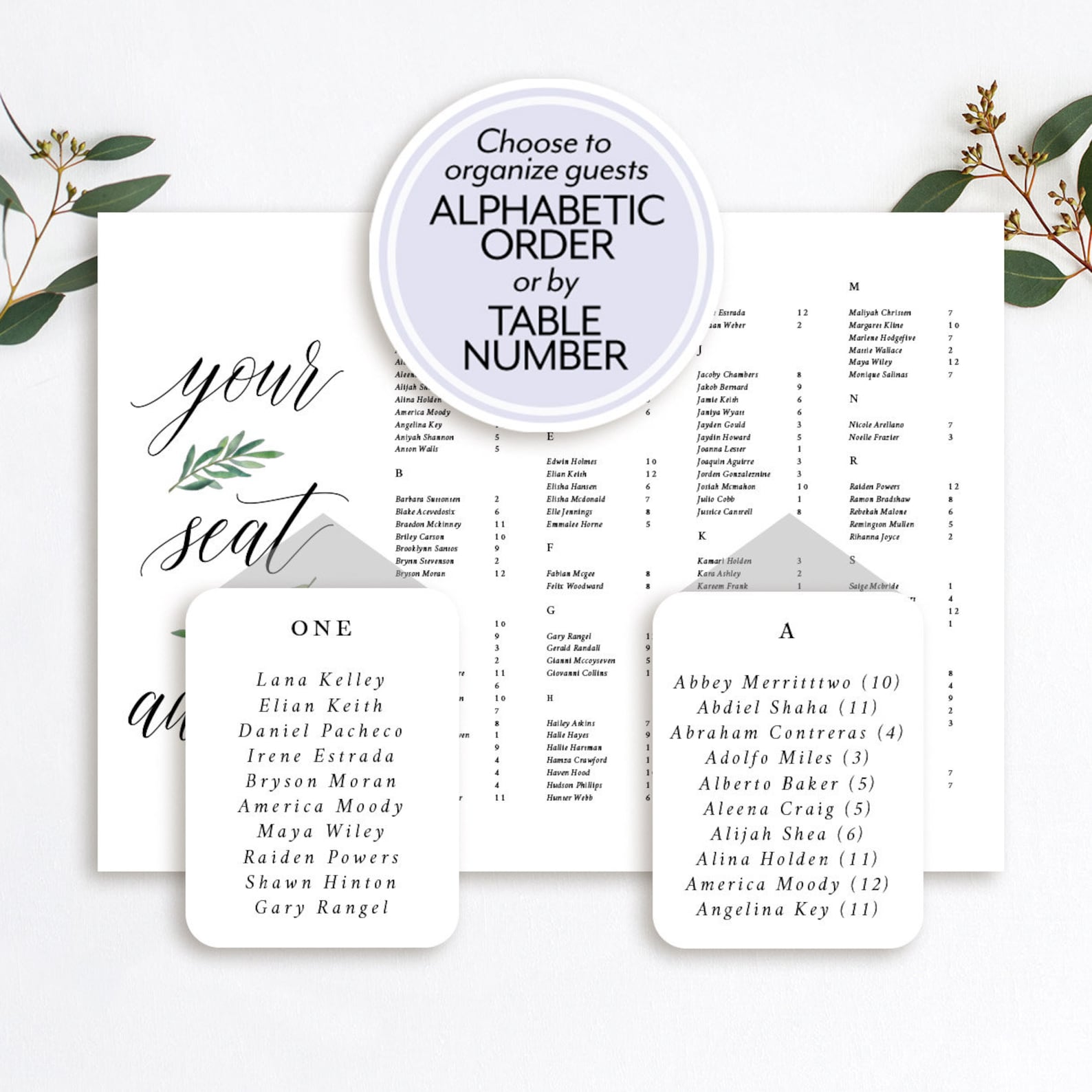 Organic Seating Chart Wedding Sign Printable Seating Plan - Etsy UK